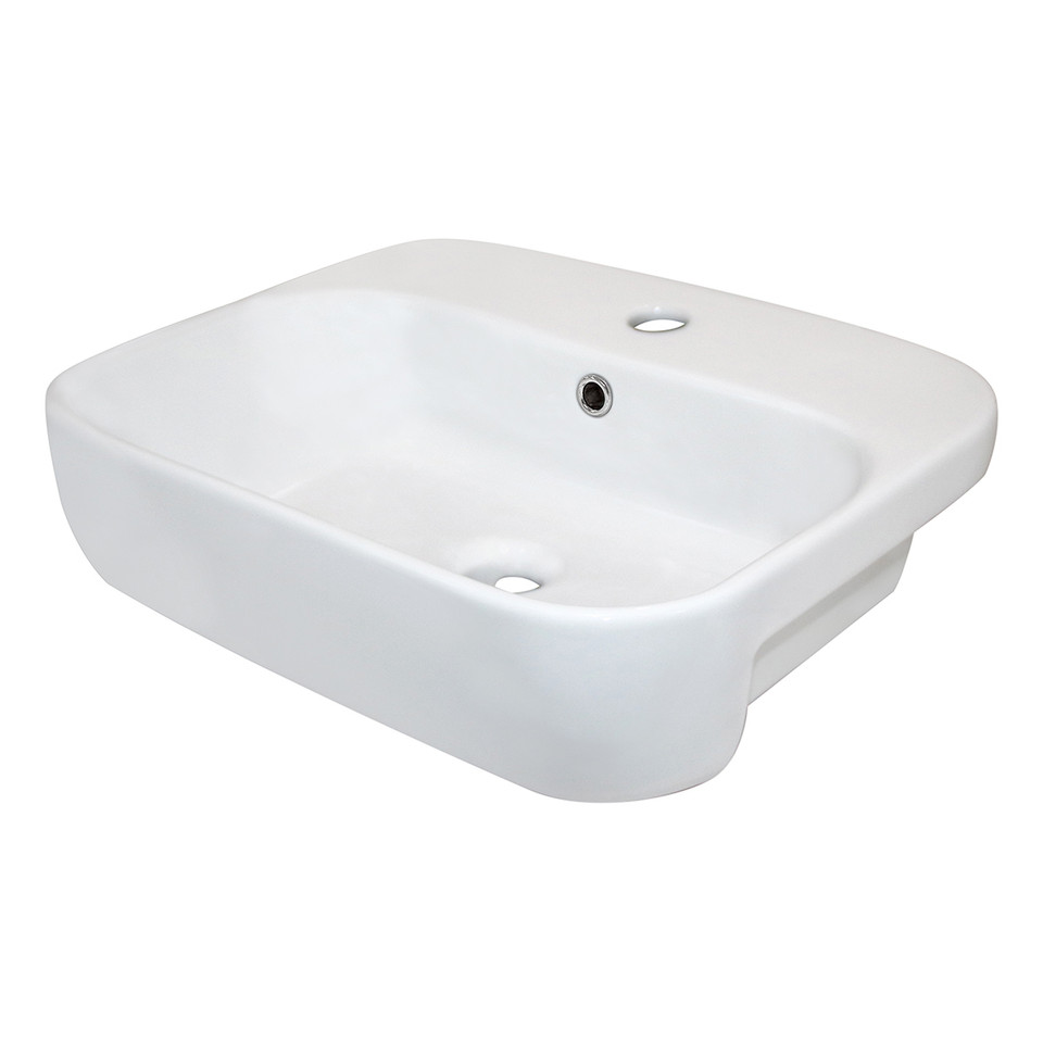 Raymor Sigma Semi Recessed Basin w/Overflow 1TH 450mm x 350mm White