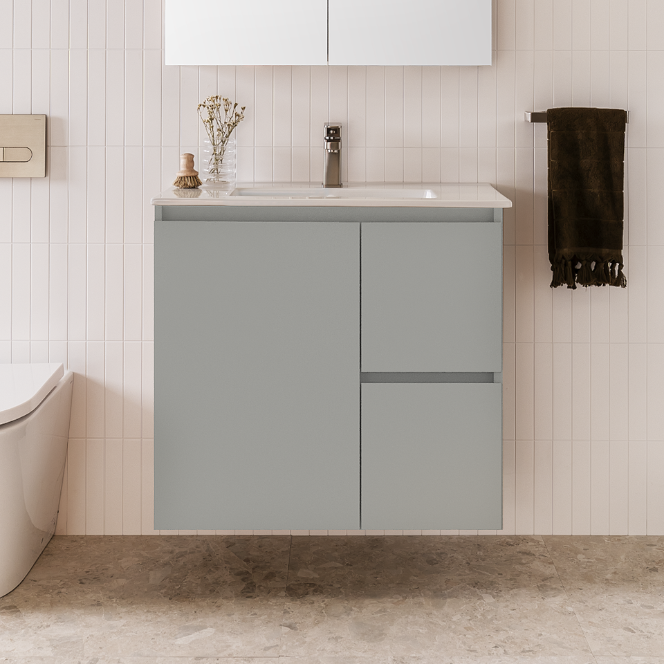 Raymor Ascot Floor or Wall Mount Slim Vanity 765mm 2 Draw RH 1 Door ...