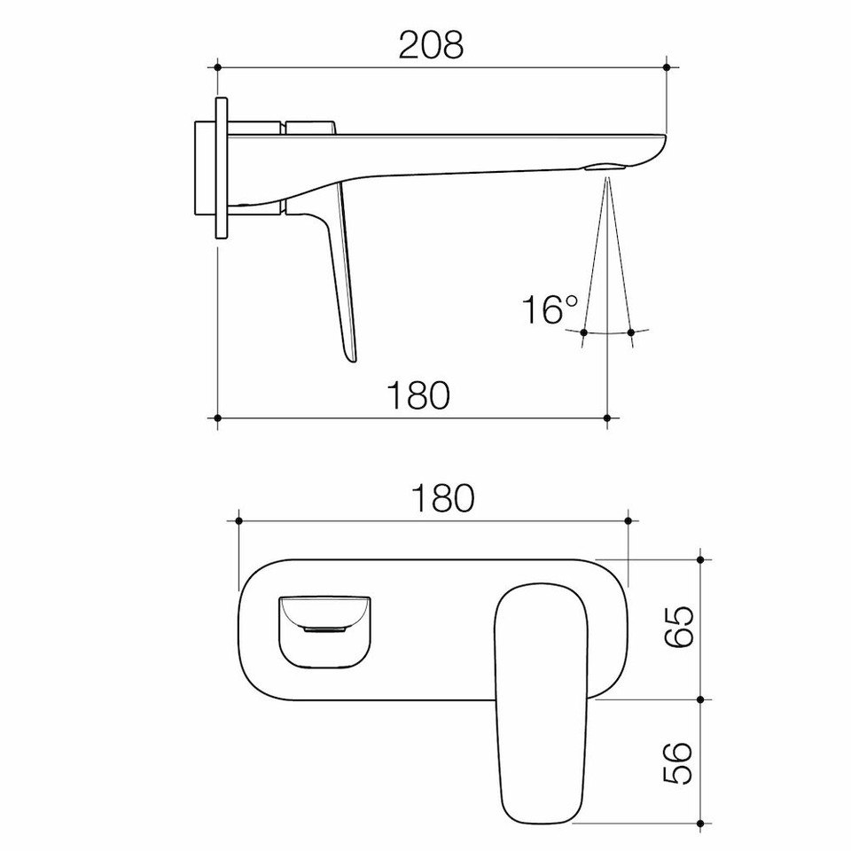 Caroma Contura II Wall Basin/Bath Mixer 180mm - Trim Kit - Brushed ...