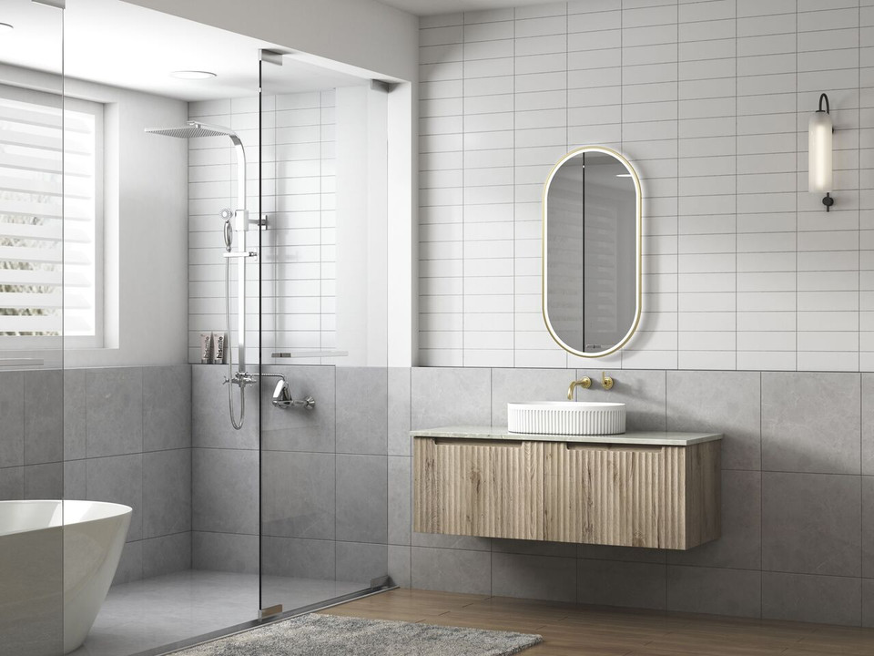 Aulic Calder Wall Hung Wave Groove Finger Pull Cabinet 1200x460x400mm ...