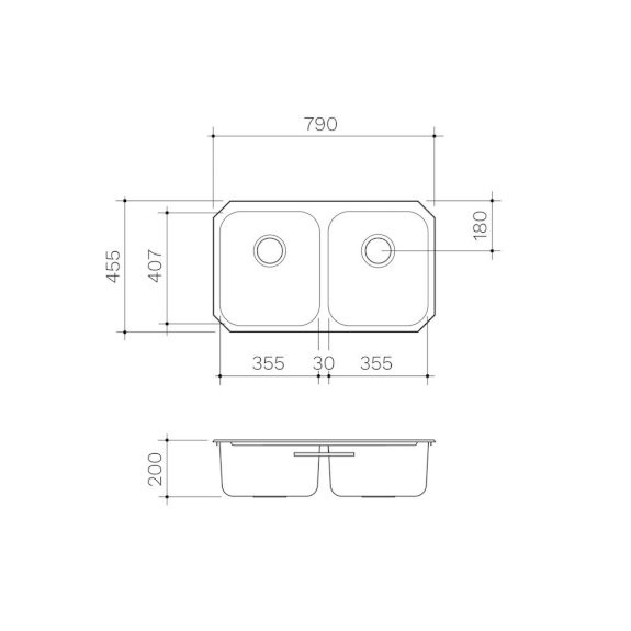 Clark Polar Double Bowl Undermount Stainless Steel