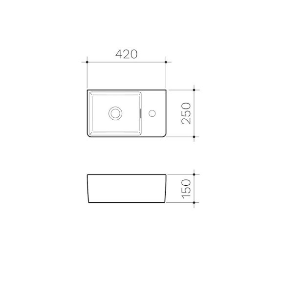 Clark Square Wall Hand Basin with Overflow and Chrome Plug and Waste ...