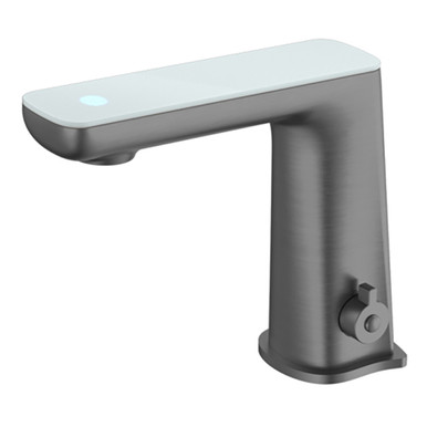 Nero Claudia Sensor Basin Mixer with Opaque White Glass Top 6Star Gunmetal