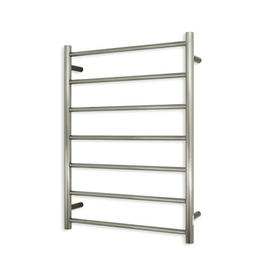 Radiant Round Heated Towel Rail 600 x 800mm Brushed Nickel Left