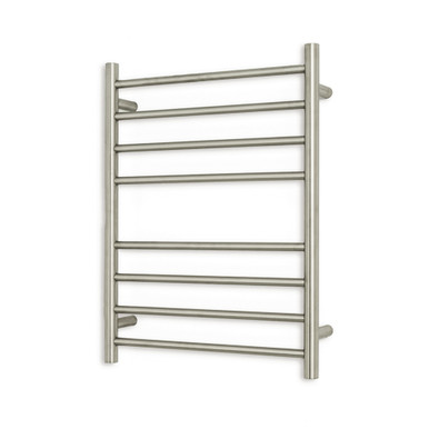 Radiant Round Heated Towel Rail 530 x 700mm Brushed Nickel Right