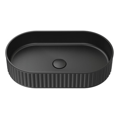 Fienza Minka Fluted Pill Shaped Solid Surface Basin Matte Black ...