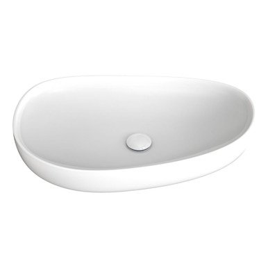 Fienza Pebble Large Slim Edge Basin Gloss White Ceramic 650mm Above Counter