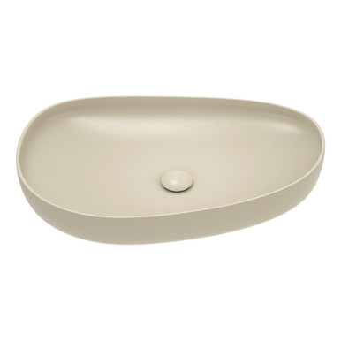 Fienza Pebble Large Slim Edge Basin Khaki Ceramic 650mm Above Counter ...