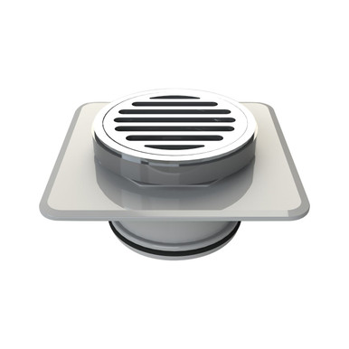 Brass Round Floor Waste 80mm with Megaflex Flange 80mm outlet Chrome