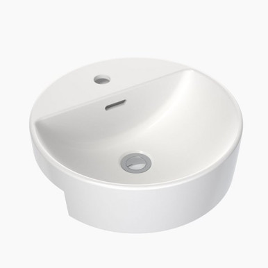 Clark Round Semi Recessed Basin with Overflow 400mm White 1 Tap Hole in ...