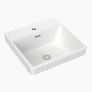 Clark Square Inset Basin Landing 400mm with Overflow 1 Tap Hole in White