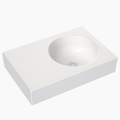 Clark Round Wall Basin Left Hand Shelf 600mm (No Tap Hole)