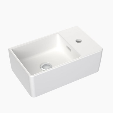 Clark Square Wall Hand Basin with Overflow & Chrome Plug & Waste White ...