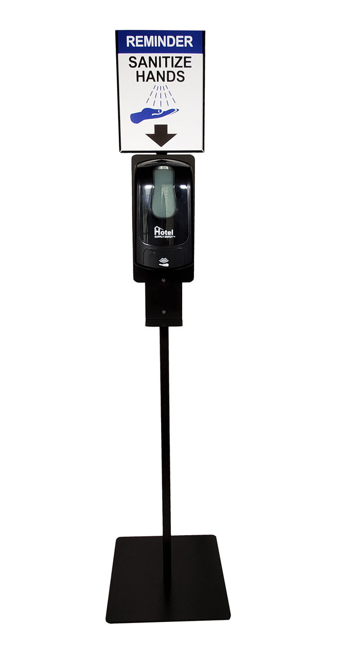 Hand Sanitizer Stand with Dispenser Sign Holder and Sign, Black, Kit ...