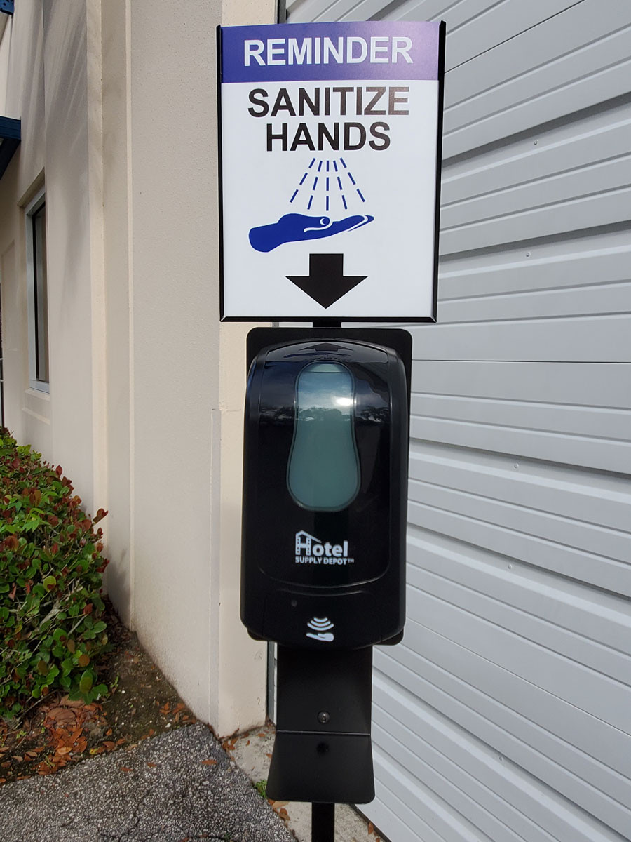 Hand Sanitizer Stand with Dispenser Sign Holder and Sign, Black, Kit ...