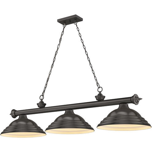 Cordon 3 Light 58 inch Bronze Billiard Ceiling Light in Bronze Steel