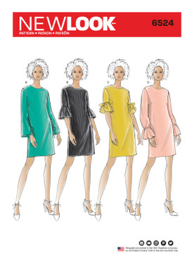N6500 | New Look Sewing Pattern Misses' Dress with Neckline, Sleeve ...