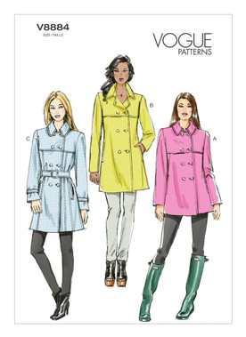 V9367 | Misses' Coat and Belt | Vogue Patterns