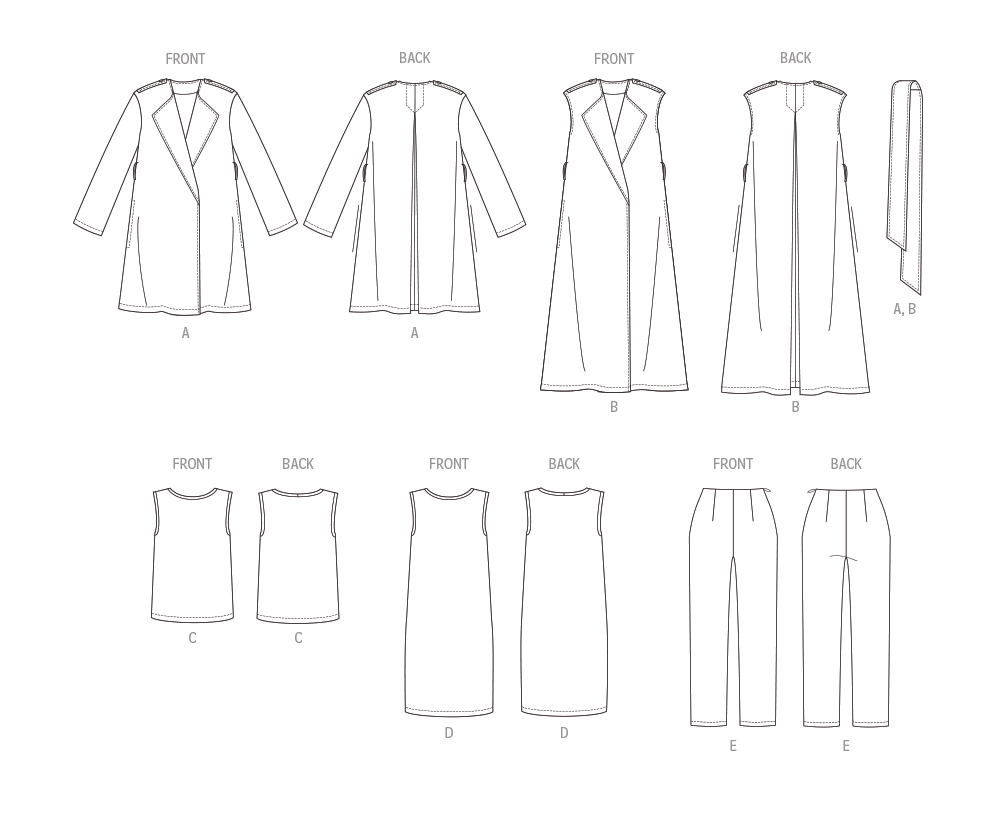 B6948 | Misses' Jacket and Vest with Belt, Top, Dress and Pant | Butterick