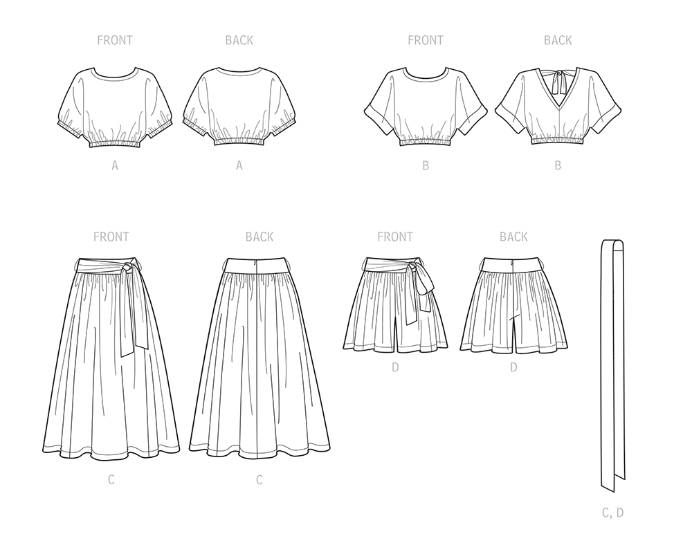 S9550 (PDF) | Misses' Tops, Skirt and Shorts | Simplicity