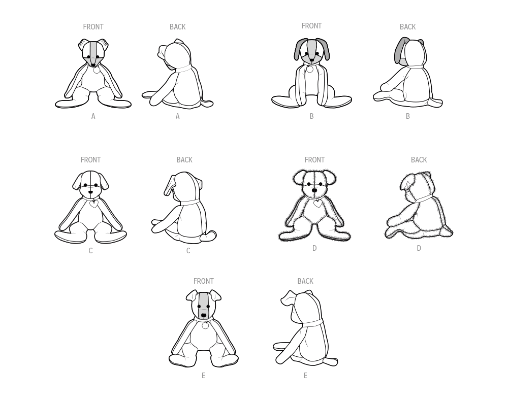 S9807 | Poseable Plush Animals by Elaine Heigl Designs | Simplicity