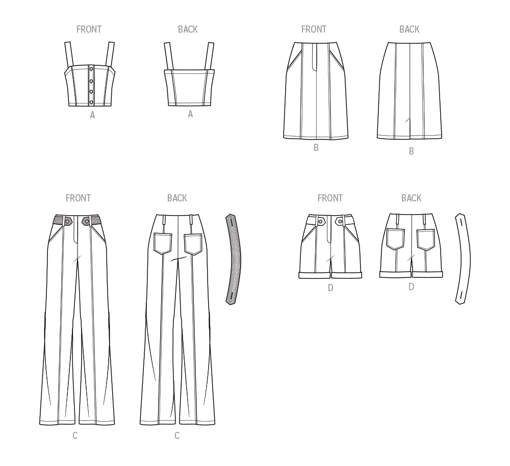 S9755 (PDF) | Misses' Top, Skirt, Pants and Shorts | Simplicity