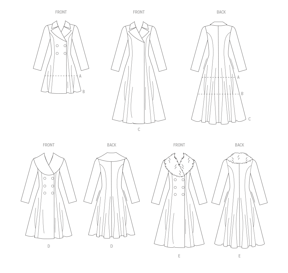 V1971 (PDF) | Misses' Coat in Five Lengths | Vogue Patterns