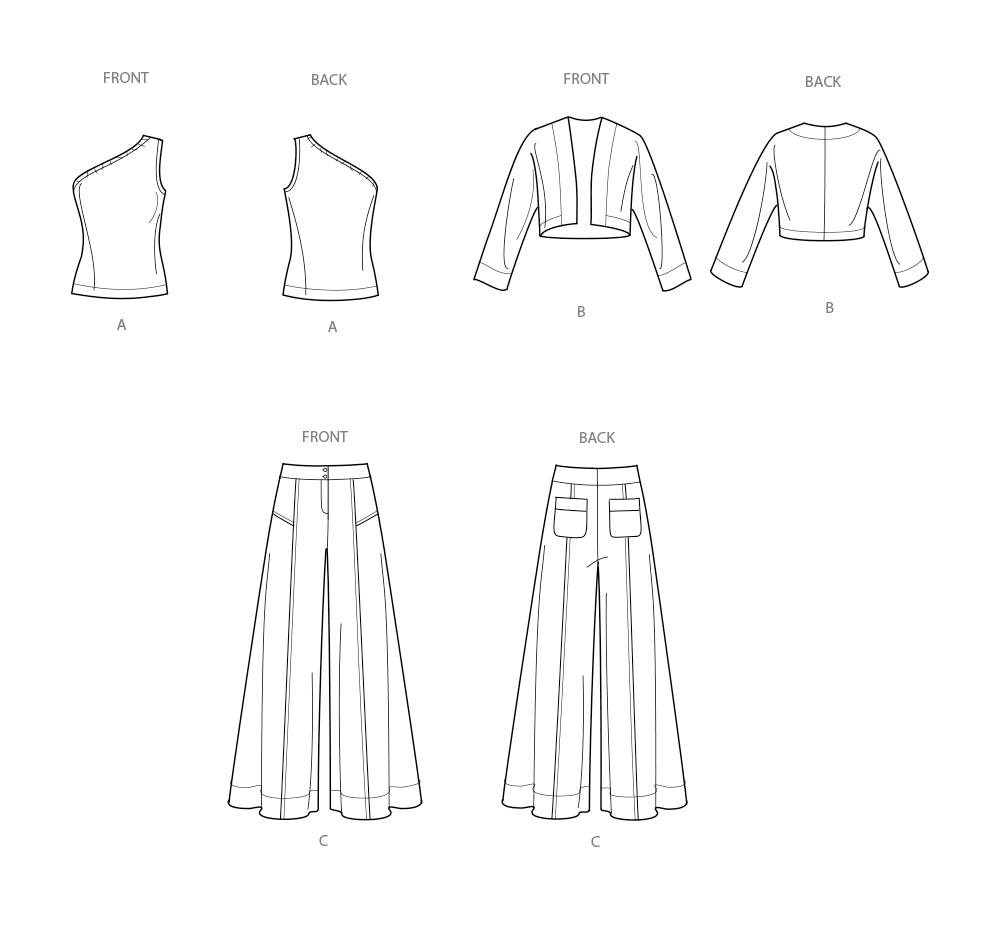 S9925 (PDF) | Misses' Pants, Knit Shrug and Top | Simplicity