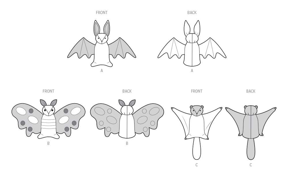 S9940 (PDF) | Plush Bat, Moth and Flying Squirrel | Simplicity