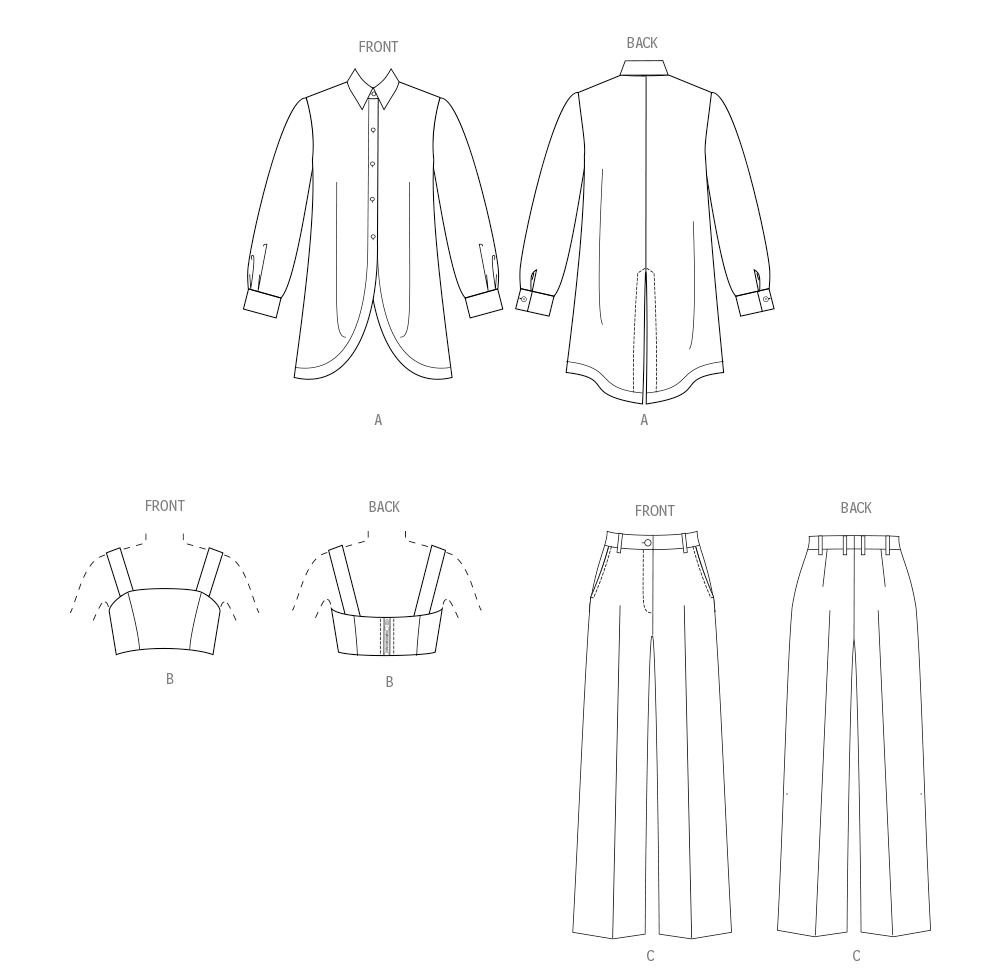 V2037 (PDF) | Vogue Patterns Misses' Shirt, Crop Top and Pants | Vogue ...
