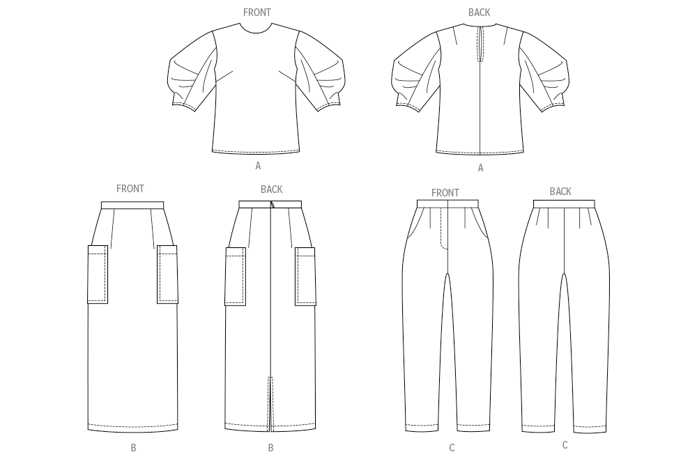 B7002 | Butterick Sewing Pattern Misses and Women's Top, Skirt and ...