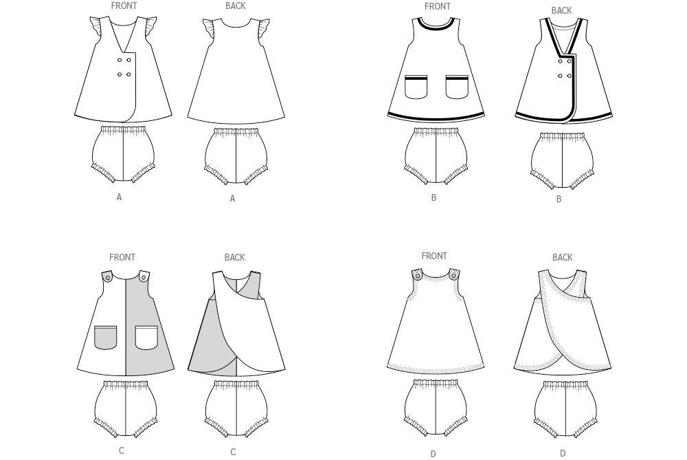 B7003 | Butterick Sewing Pattern Toddlers' Dresses and Panties | Butterick