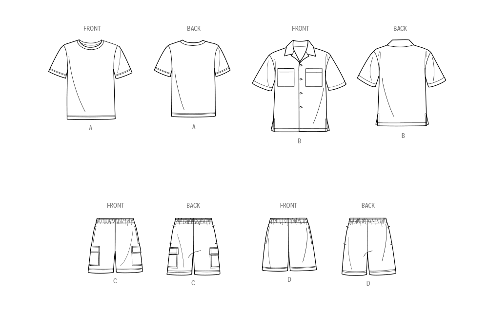 S9960 (PDF) | Simplicity Sewing Pattern Men's Knit T-Shirt, Shirt and ...