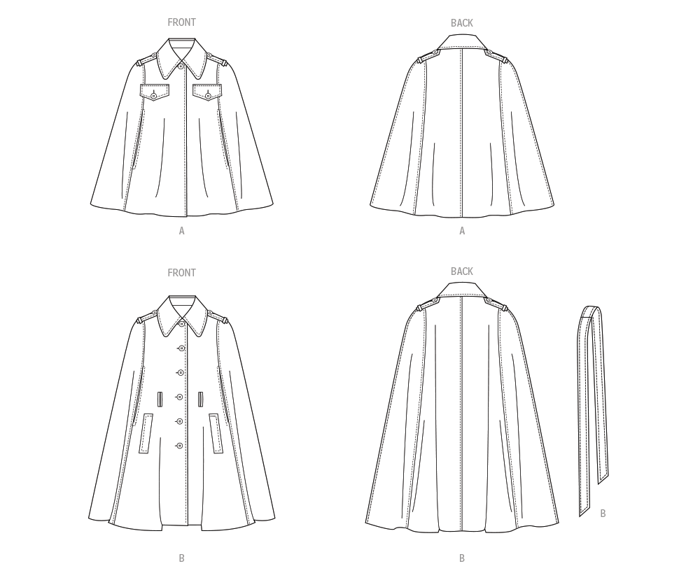 V2054 (PDF) | Vogue Patterns Misses' Capes and Belt | Vogue Patterns