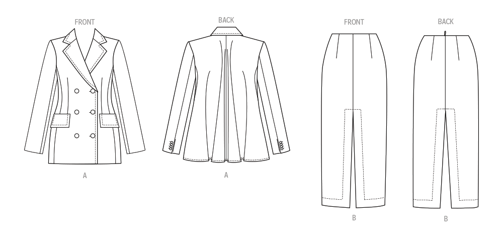 V2056 (PDF) | Vogue Patterns Misses' Jacket and Skirt | Vogue Patterns