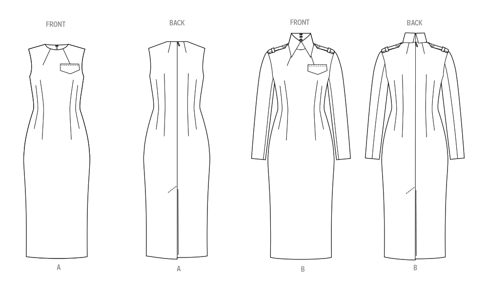V2045 | Vogue Patterns Misses' Dress with Collar and Sleeve Variations ...