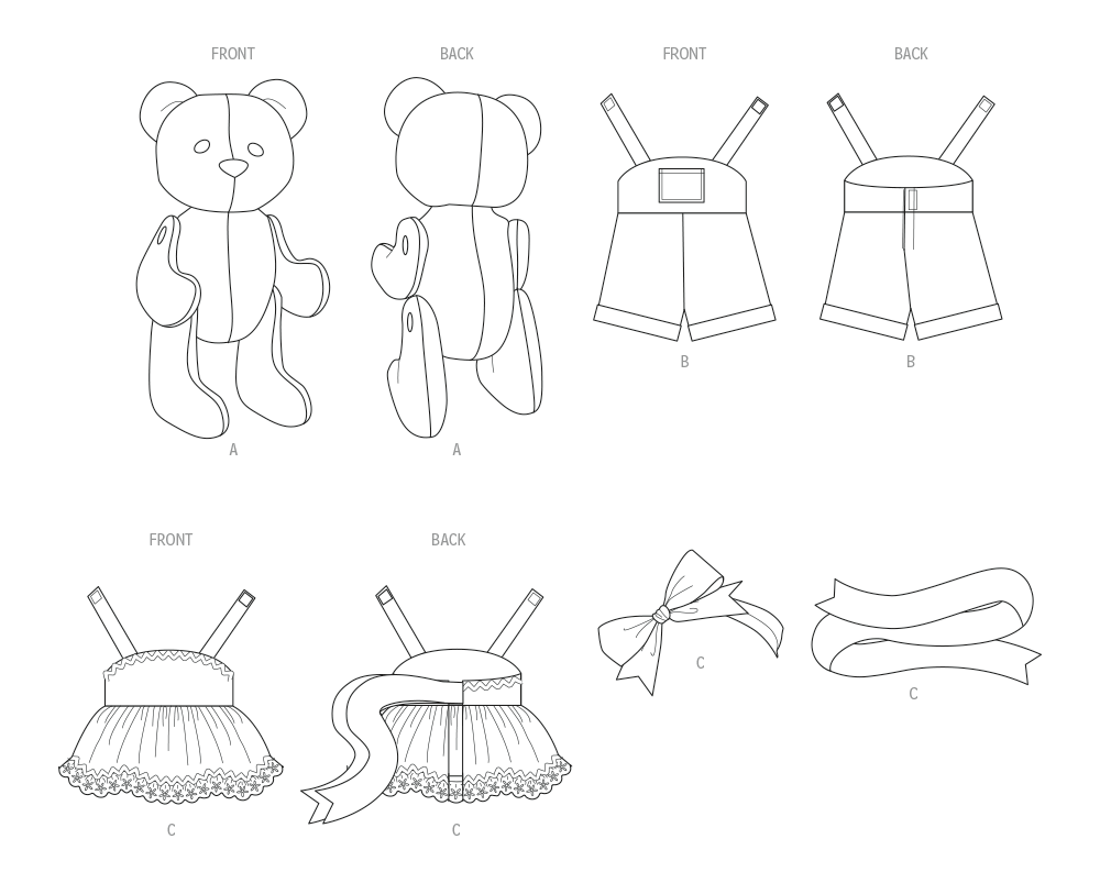 M8547 | Button Jointed Bear with Clothes | McCall's