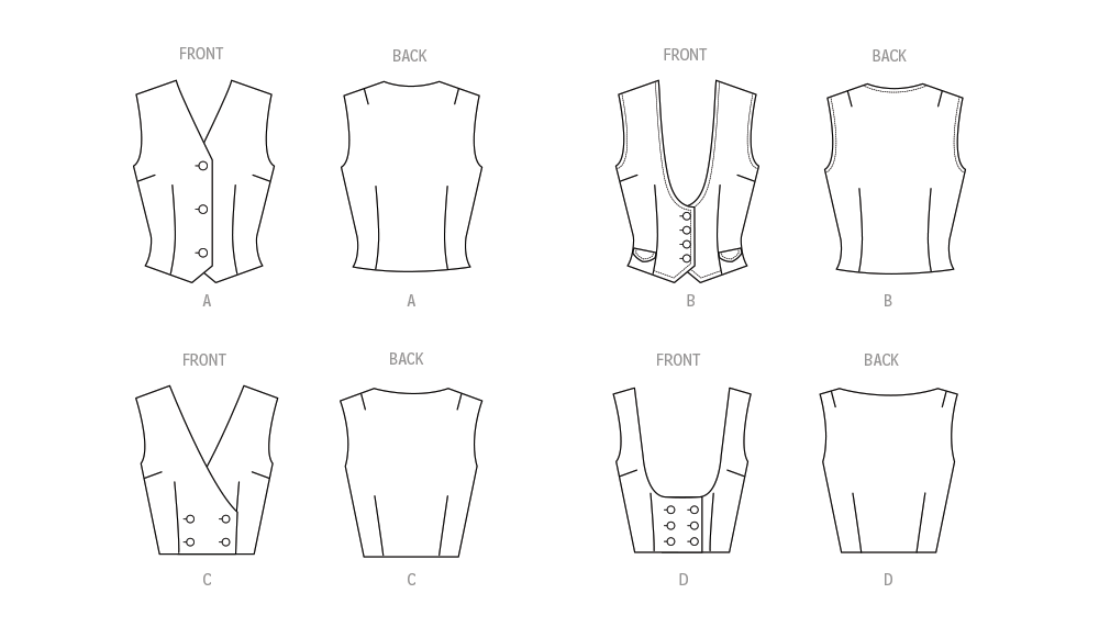 B7018 | 1960s Misses' Vest in Four Styles | Butterick