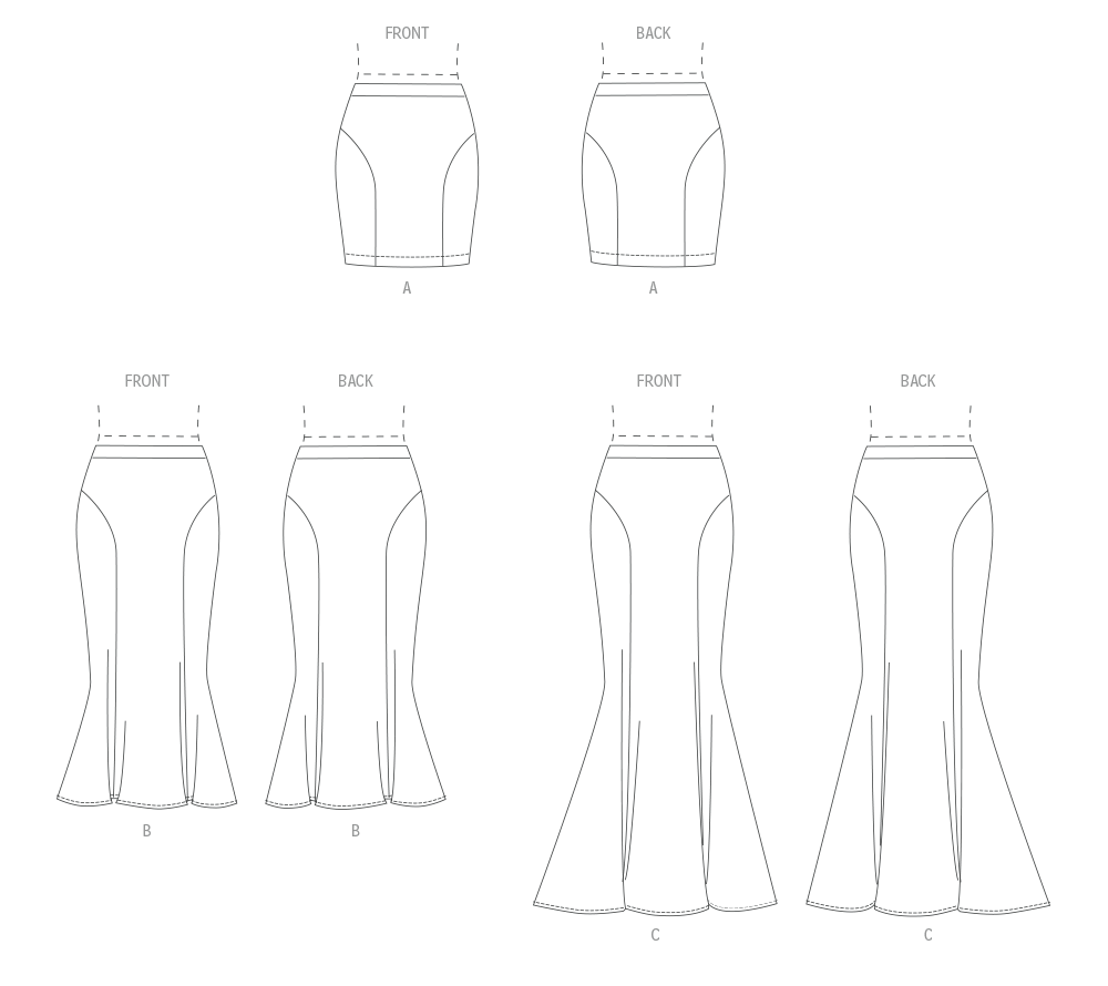 M8558 (PDF)| McCall's Sewing Pattern Misses' Knit Skirt in Three ...