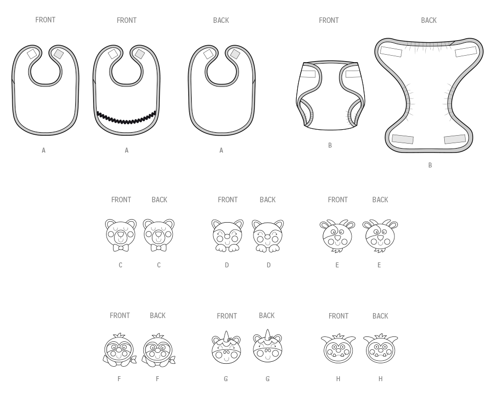 S3093 (PDF) | Simplicity Sewing Pattern Babies' Bibs and Diaper Cover ...