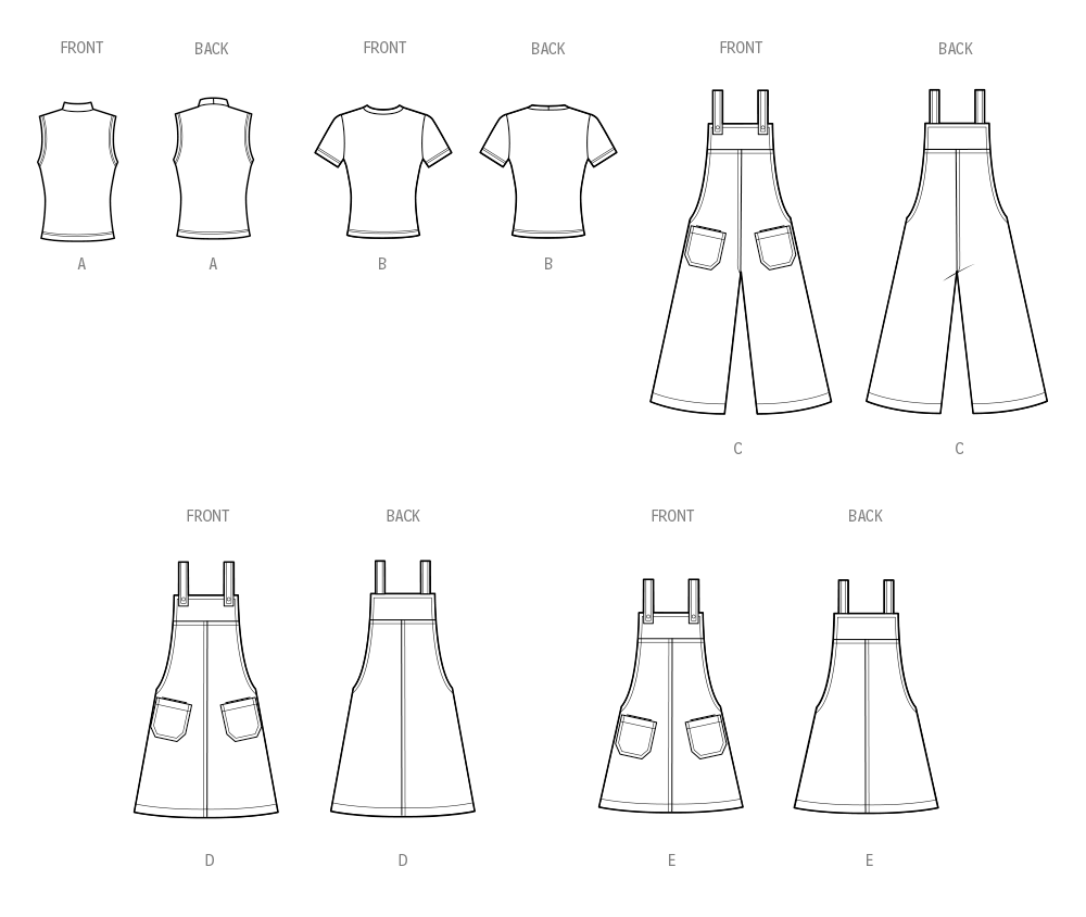 S3125 (PDF) | Simplicity Sewing Pattern Misses' Knit Tops, Overalls and ...