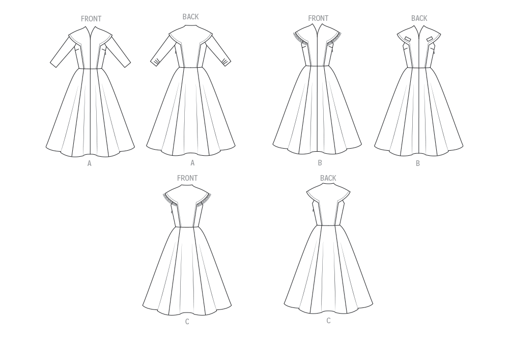 B7070 | Butterick Sewing Pattern 1950s Misses' Capelet Yoked Dresses ...