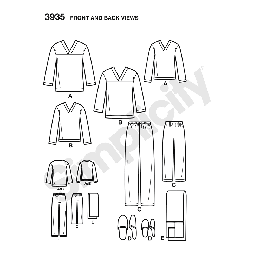 S3935 | Simplicity Sewing Pattern Child's, Teens' & Adults' Cozywear ...