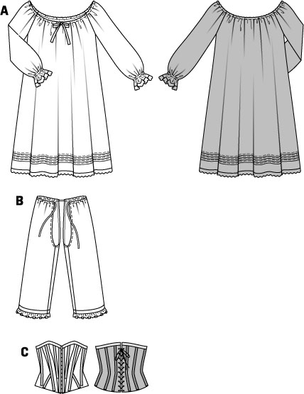 BUR7156 | Burda Style Sewing Pattern Historical Undergarments | Burda Style