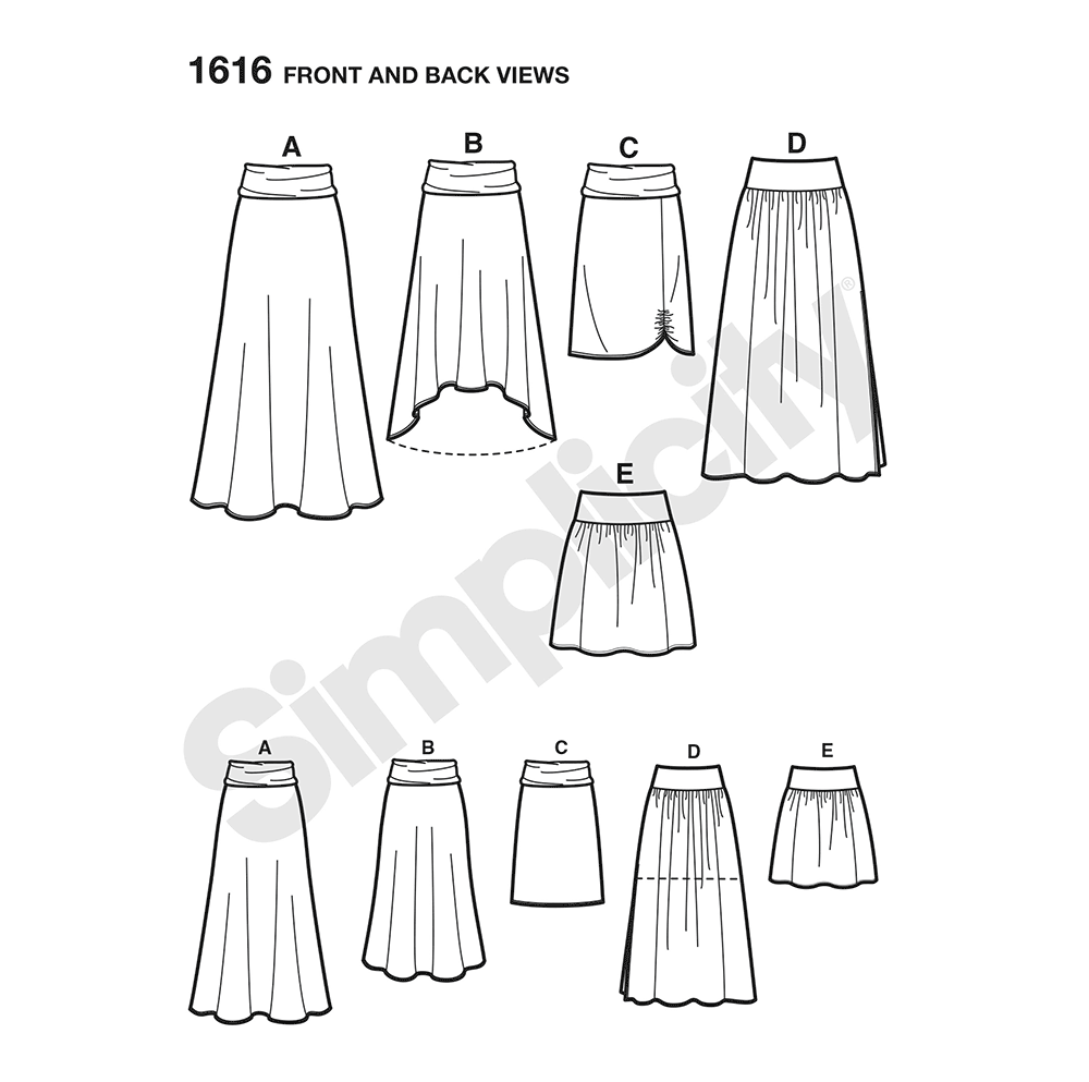 S1616 | Simplicity Sewing Pattern Misses' Knit or Woven Skirts | Simplicity