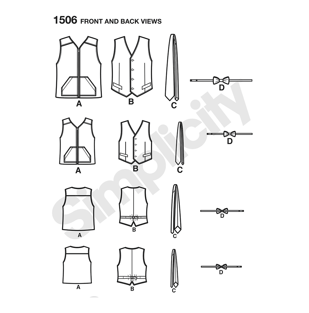 S1506 | Simplicity Sewing Pattern Husky Boys' & Big & Tall Men's Vests ...