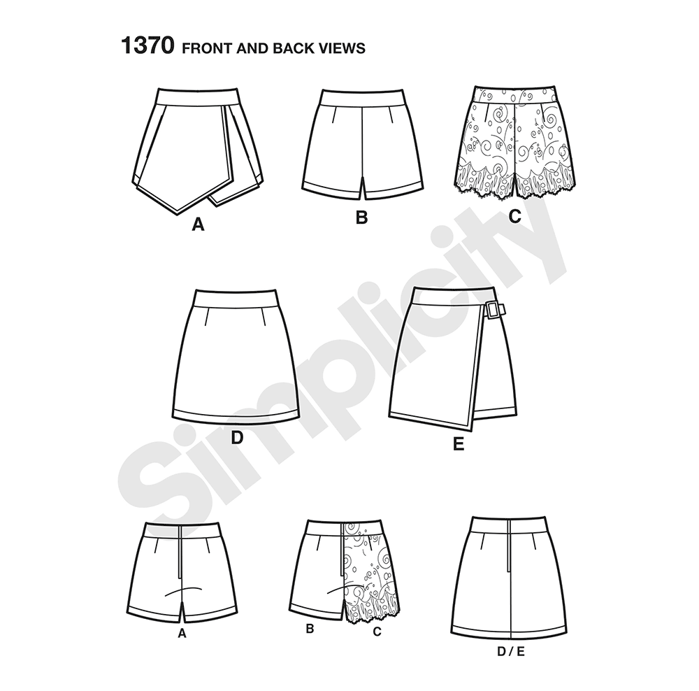 S1370 | Simplicity Sewing Pattern Misses' Shorts, Skort and Skirt ...