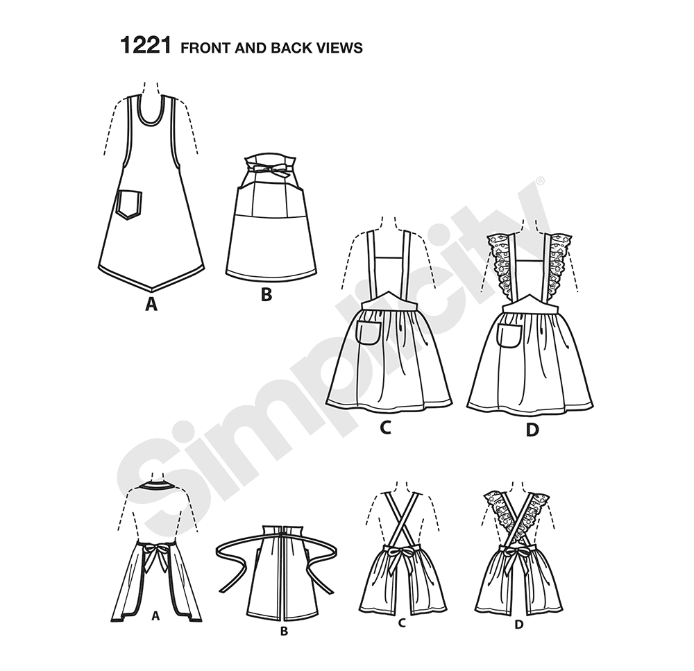 S1221 | Simplicity Sewing Pattern Misses' Vintage Aprons | Simplicity