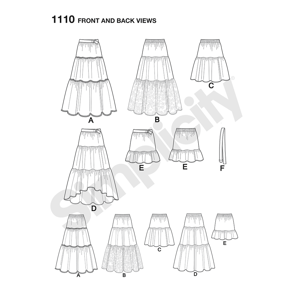 S1110 | Simplicity Sewing Pattern Misses' Tiered Skirt with Length ...
