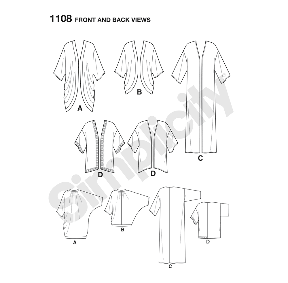 S1108 | Simplicity Sewing Pattern Misses' Kimonos in Different Styles ...
